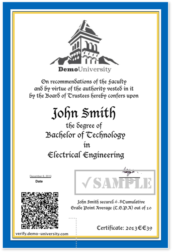 QR Code Secured University Certificates and Transcripts for Higher ...